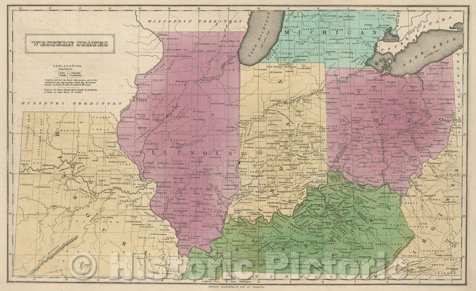 Historic Map : Western States, 1837, Vintage Wall Art – Historic Pictoric