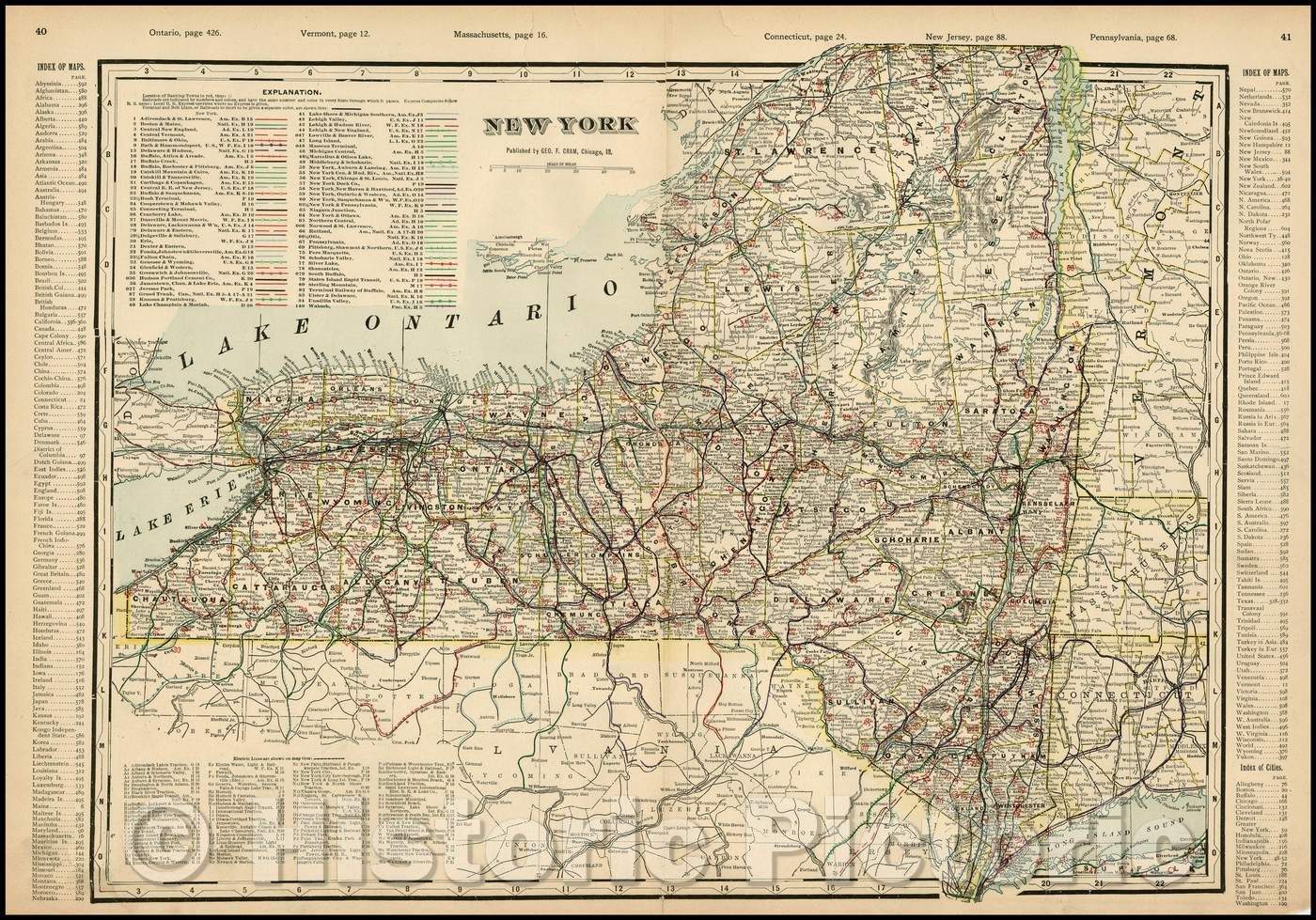 Historic Map - New York, 1899, George F. Cram - Vintage Wall Art ...