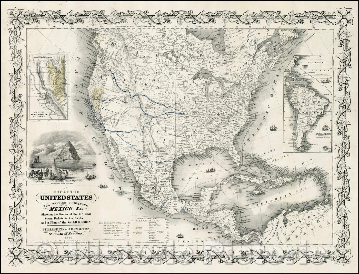 Historic Map - Map of the United States, The British Provinces, Mexico ...