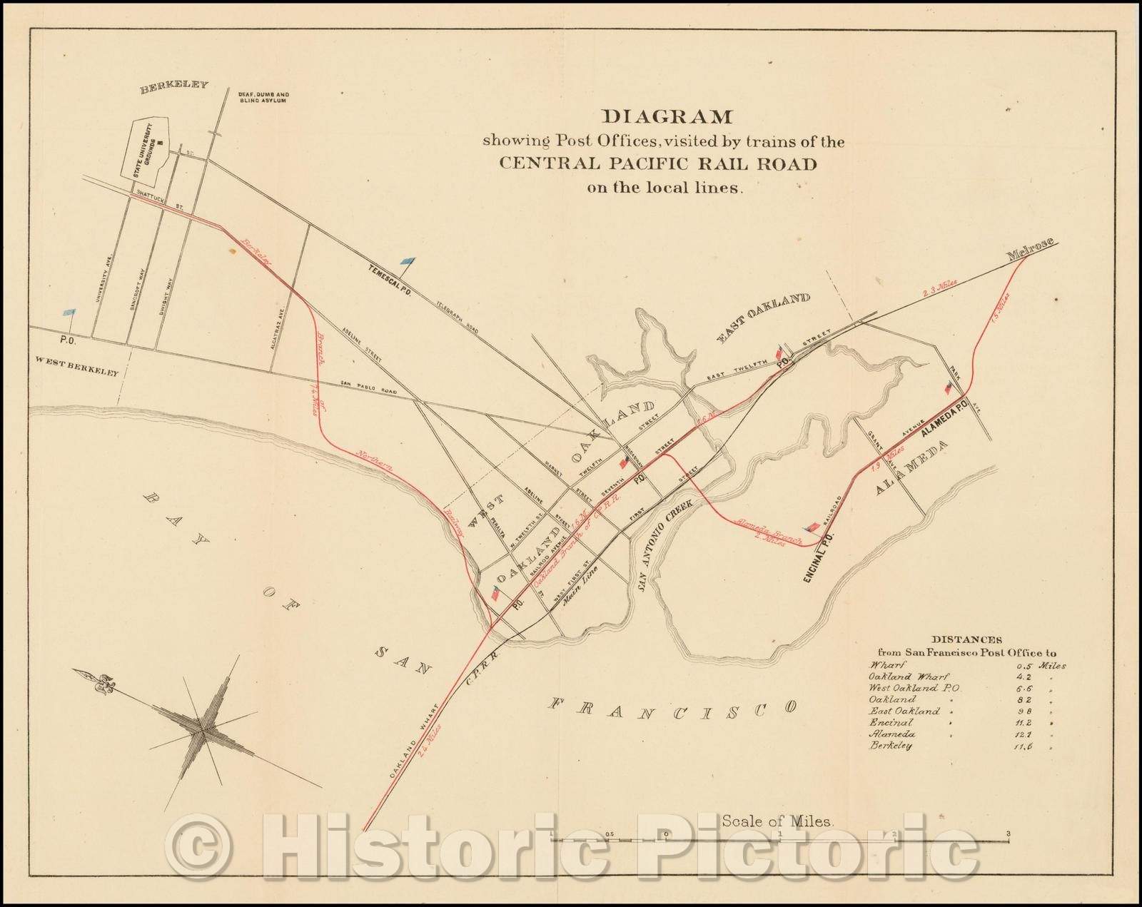 Historic Map - Diagram showing Post Offices, visited, 1879, Anonymous ...