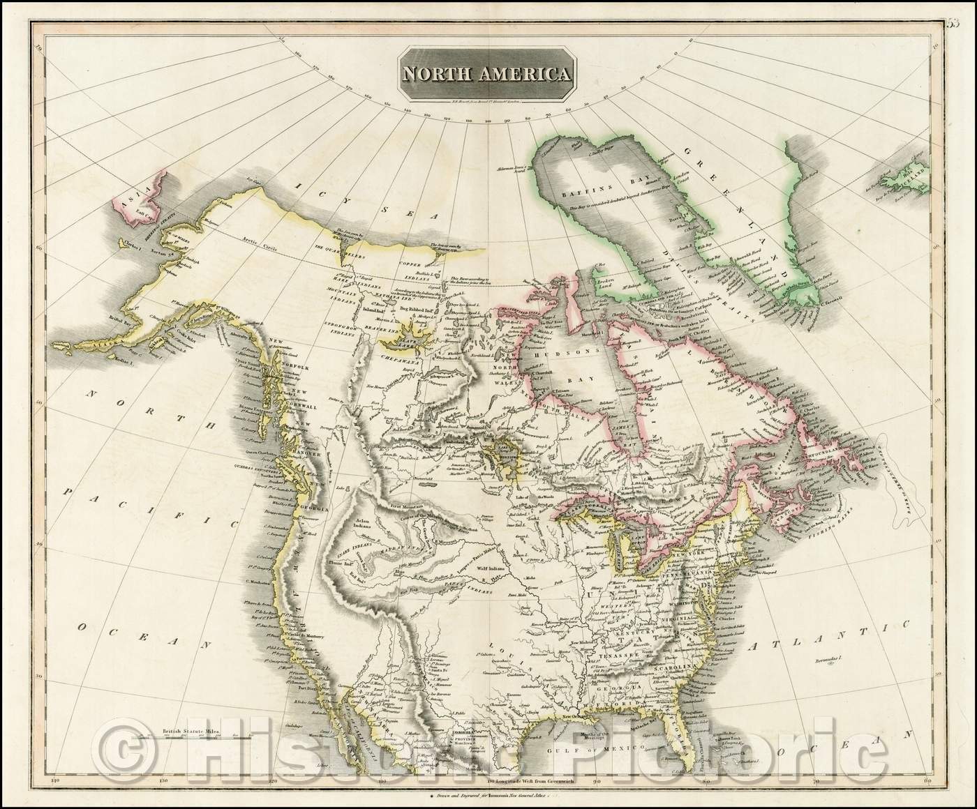 Historic Map - North America, 1817, John Thomson - Vintage Wall Art ...