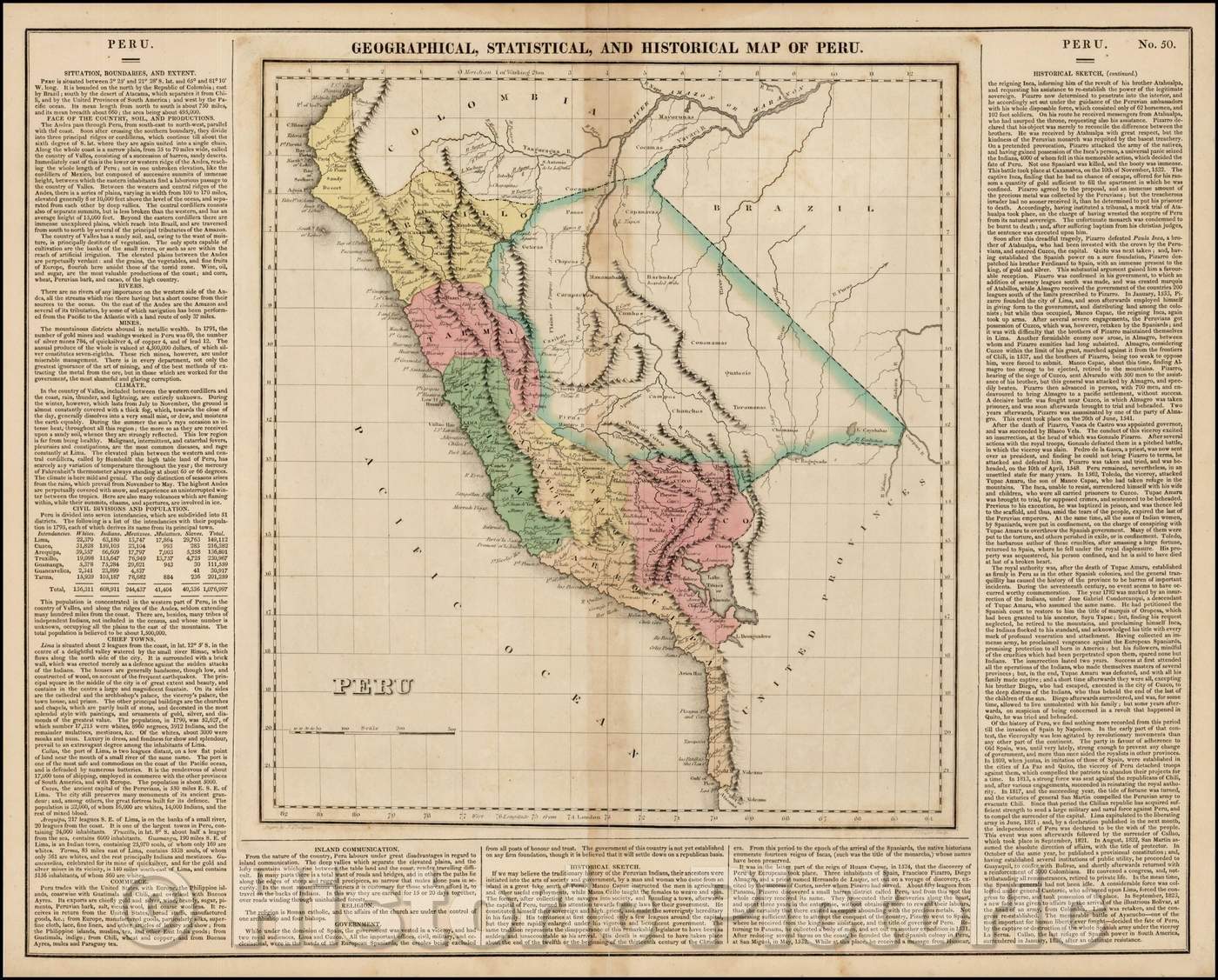 Historic Map - Geographical, Statistical and Historical Map of Peru, 1 ...