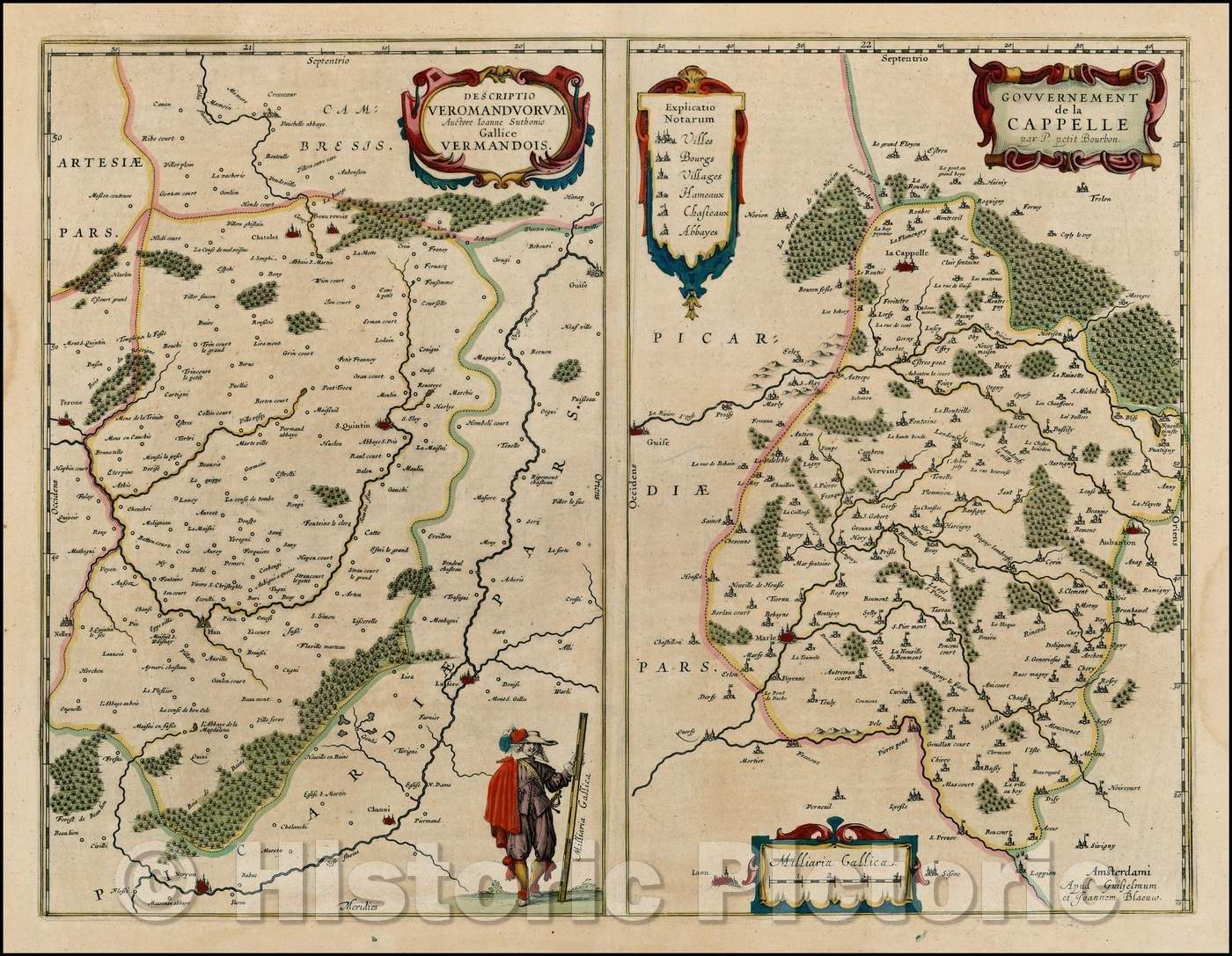 Historic Map - Descriptio Veromanduorum/Vermandois Map, centered on th ...