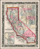 Historic Map - County Map of California, 1860, Samuel Augustus Mitchel ...