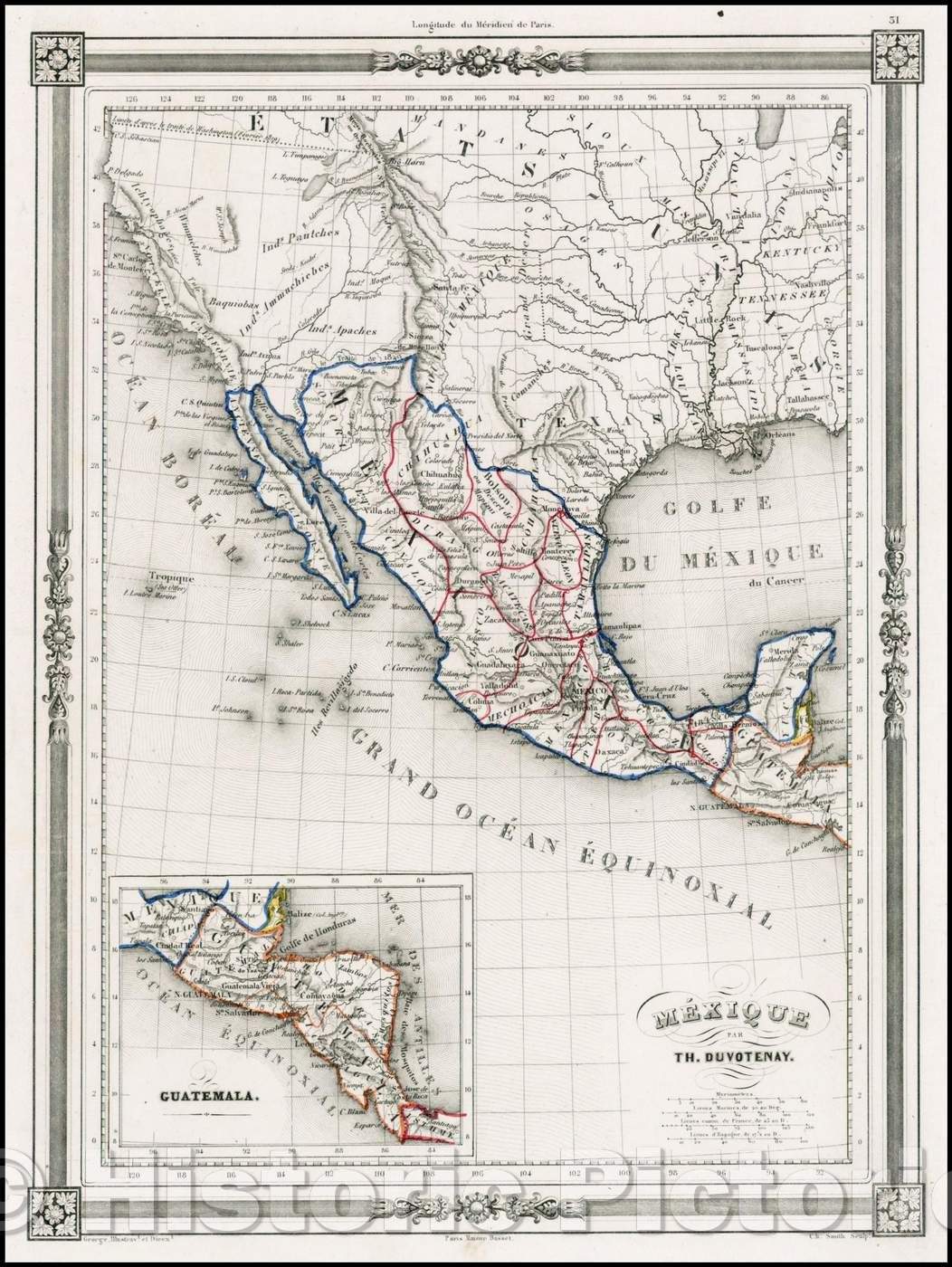 Historic Map - Mexique par Th. Duvotenay [inset of Guatemala]/Mexico b ...