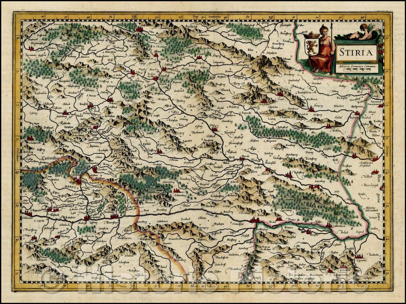 Historic Map - Stiria, 1630, Gerard Mercator - Vintage Wall Art ...