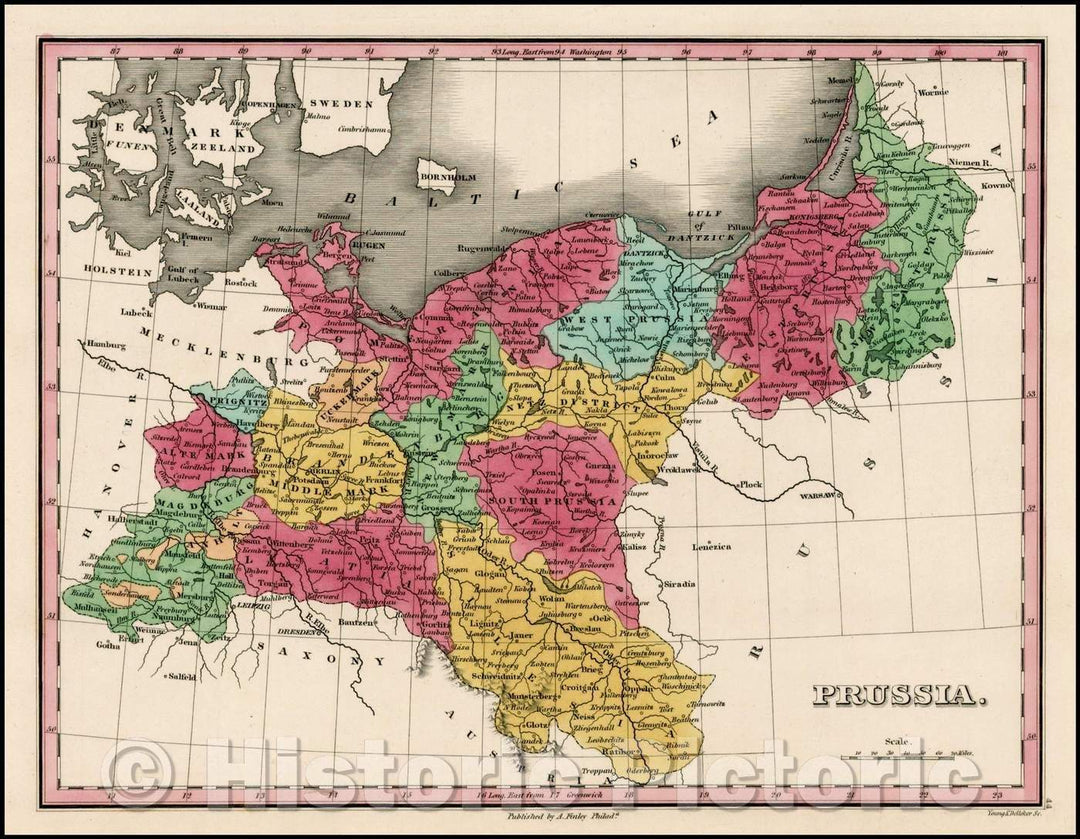 Historic Map - Prussia, 1832, Anthony Finley - Vintage Wall Art ...