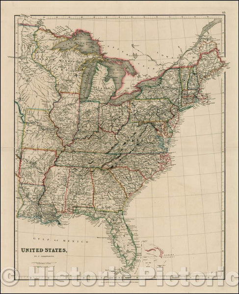 Historic Map - United States, 1834, John Arrowsmith - Vintage Wall Art ...