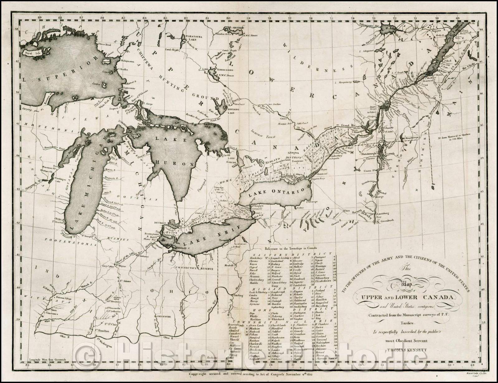 Historic Map - This Map of Upper and Lower Canda and the United States ...