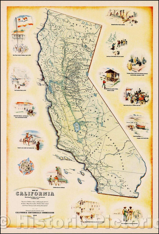 Historic Map - Map of California Showing the State as it was known a c ...