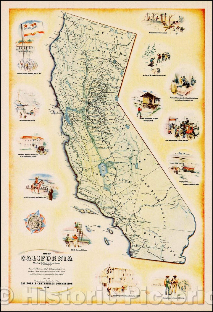 Historic Map - Map of California Showing the State as it was known a c ...