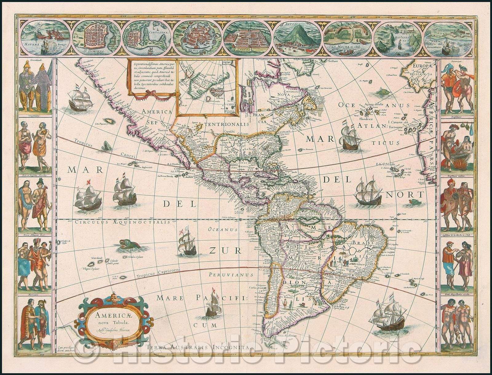 Historic Map - Americae Nova Tabula, 1640, Willem Janszoon Blaeu v1 - Historic Pictoric