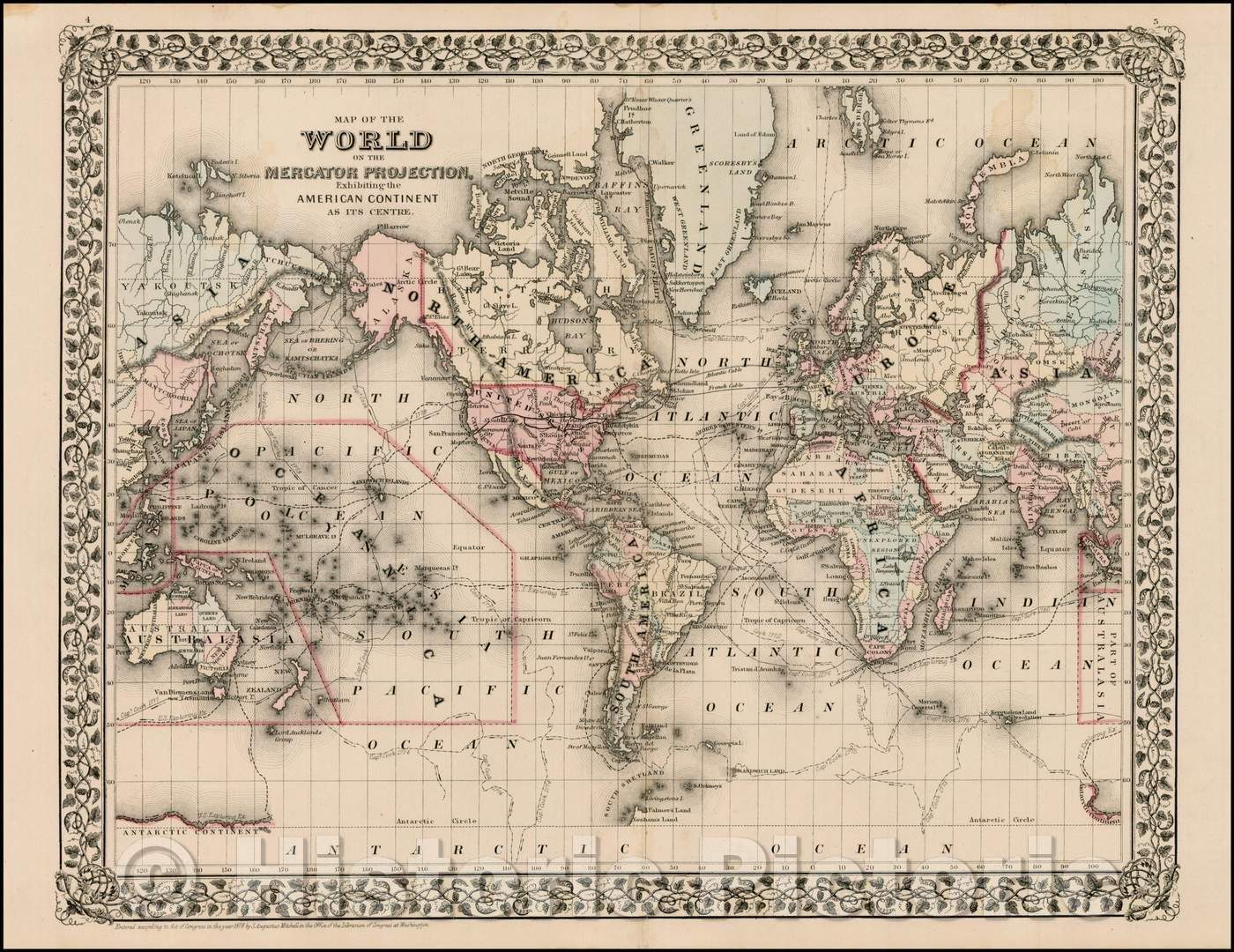 Historic Map - Map of the World on The Mercator Projection, Exhibiting ...