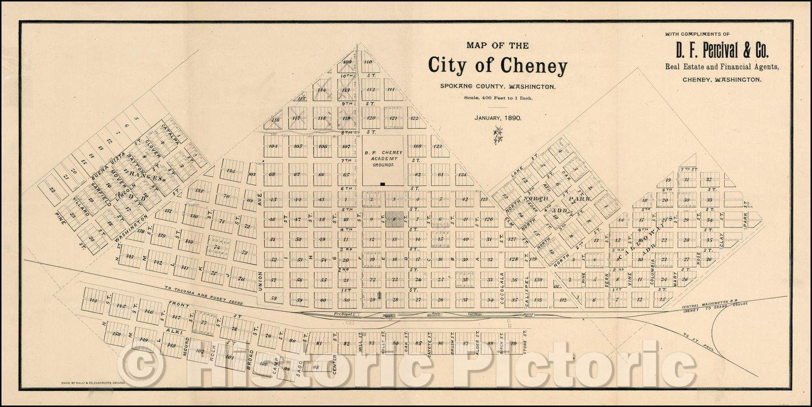 Historic Map - Map of the City of Cheney Spokane County, Washington, 1 ...