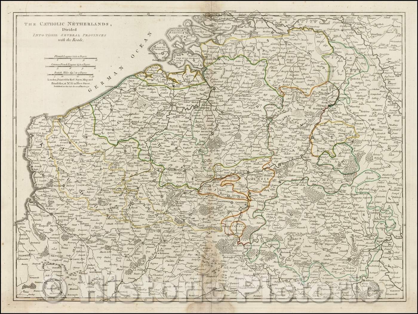 Historic Map - The Catholic Netherlands, Divided INto Their Several Pr ...