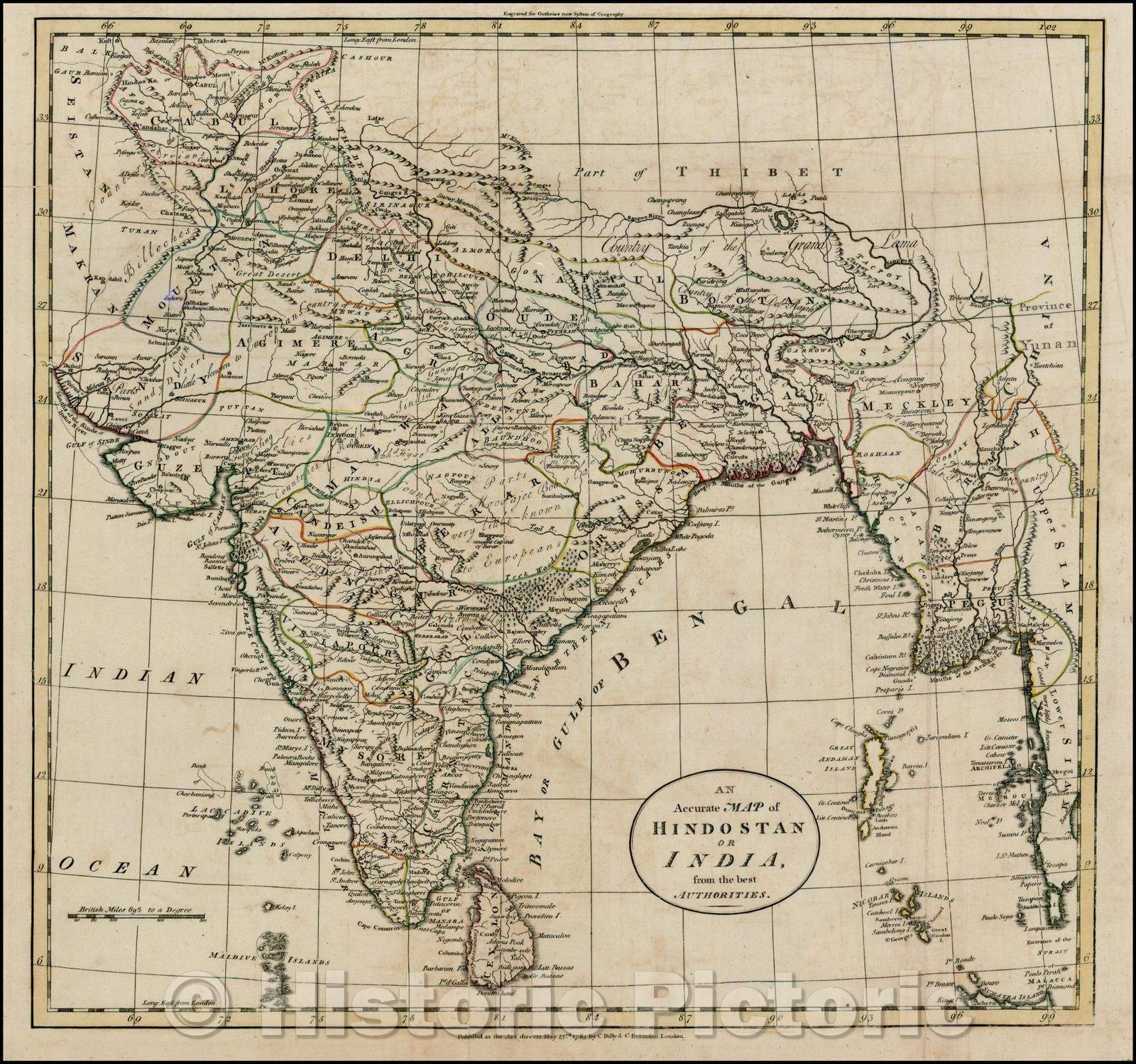 Historic Map - An Accurate Map of Hindostan and India, from the best A ...