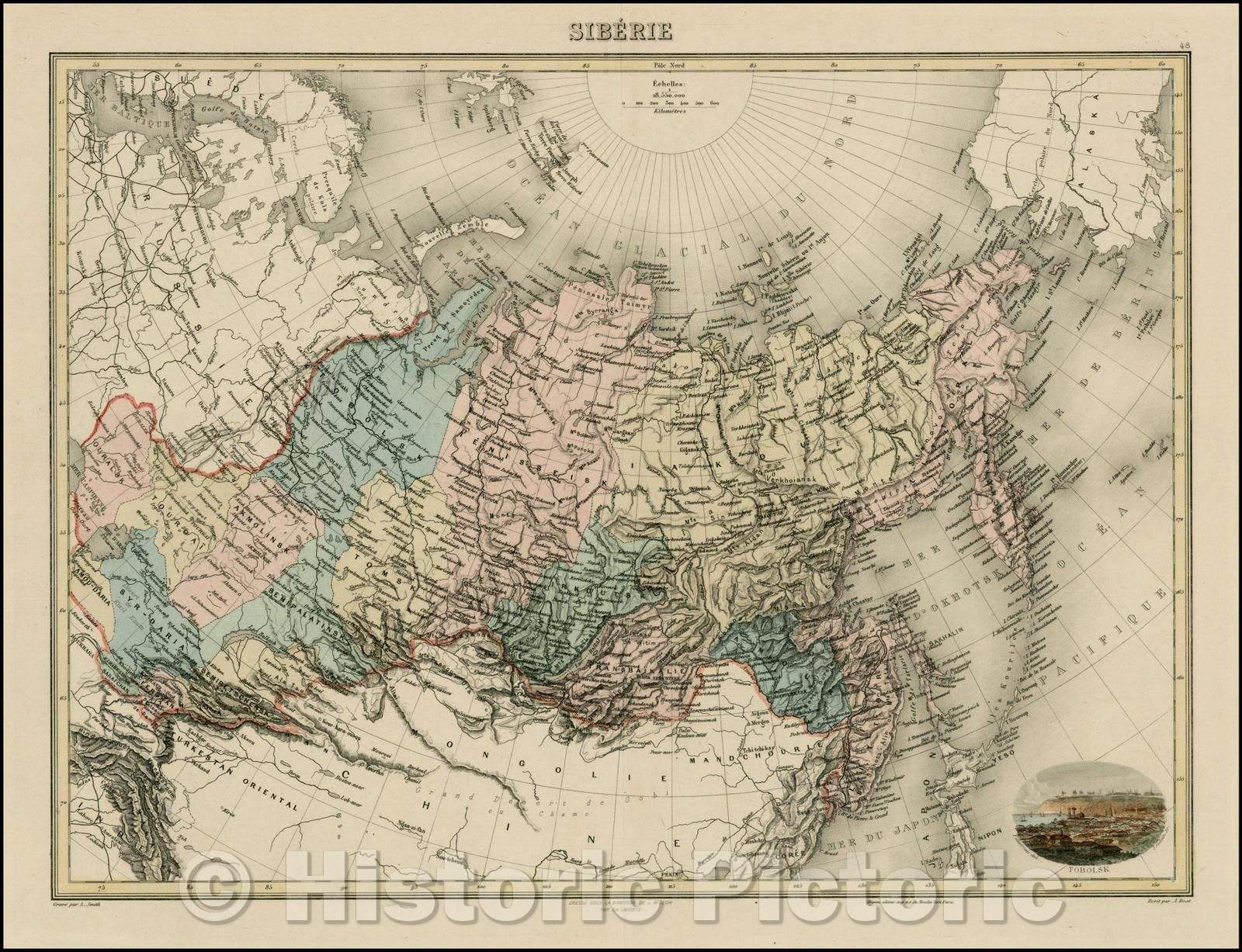 Historic Map - Siberie [with inset view of Tobolsk], 1860, J. Migeon ...