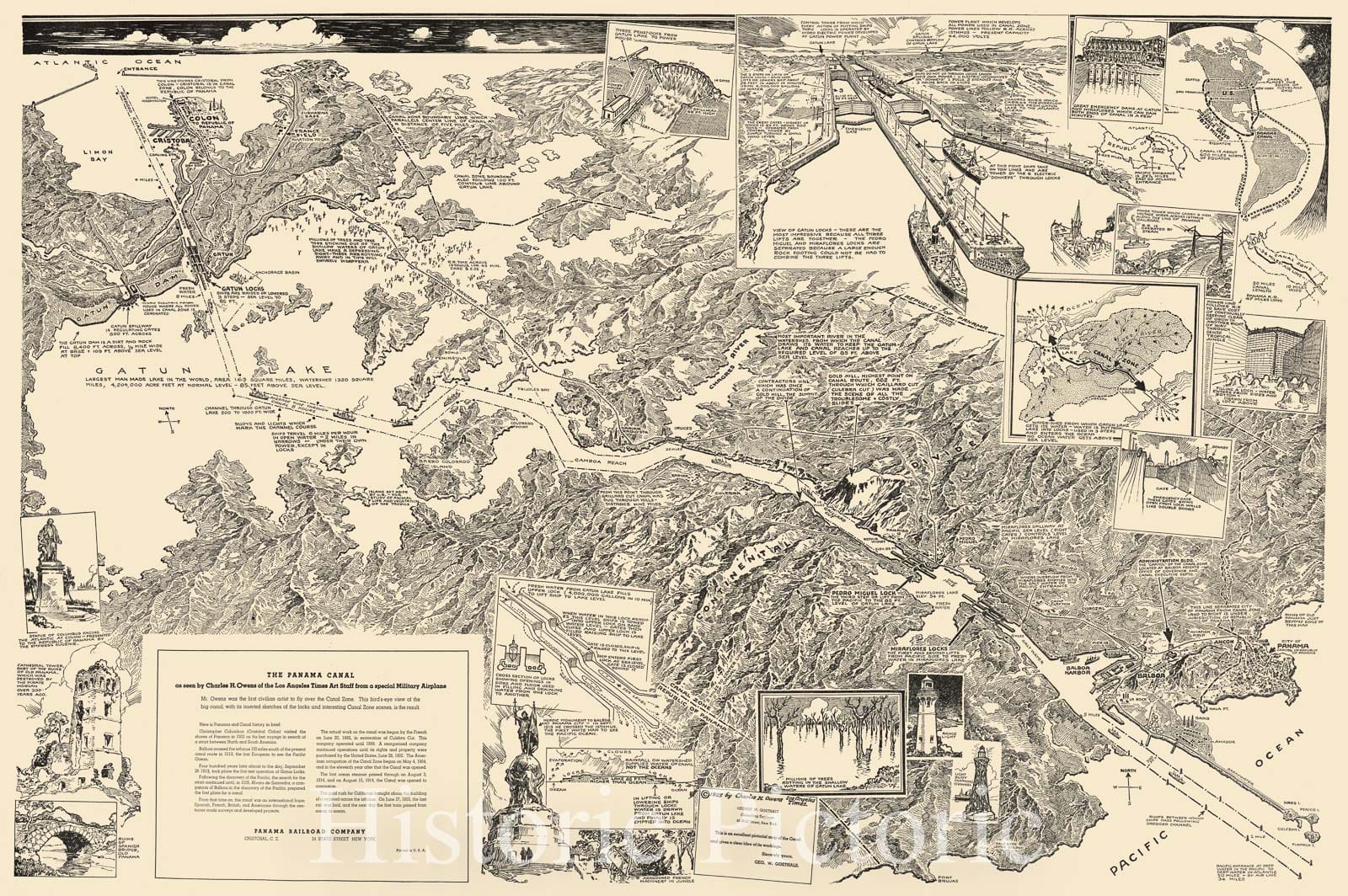Historic Map - The Panama Canal as seen, 1925, Panama Railroad Company ...