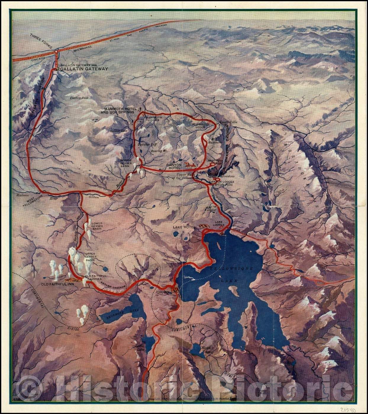 Gallatin Gateway Scenic Route Map 1930 Historical Print – Historic Pictoric