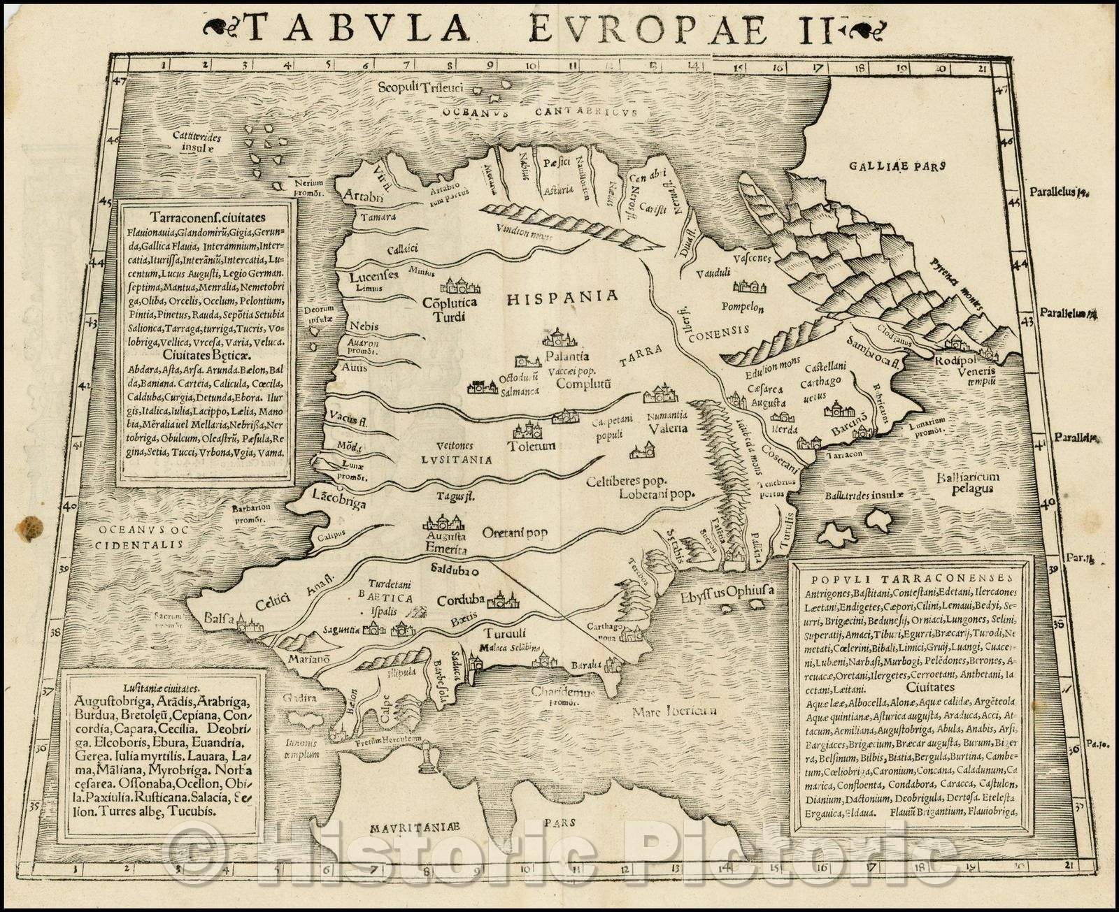 Historic Map - Tabula Europae II Spain & Portugal, 1542, Sebastian M?n ...