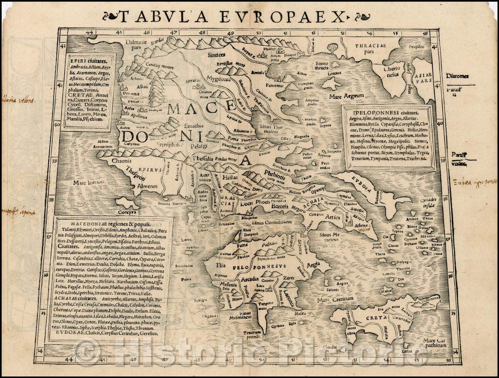 Historic Map - Tabula Europae X Greece & Turkey, 1542, Sebastian M?nst ...