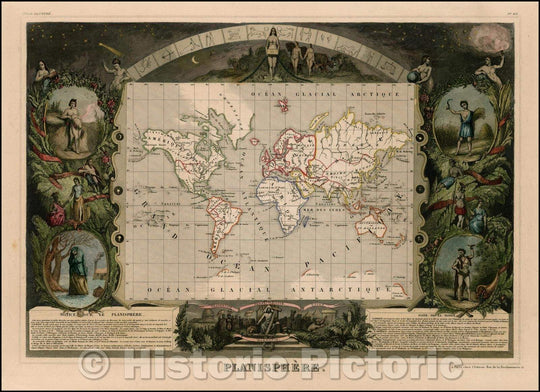Historic Map - Planisphere, 1852, Victor Levasseur v1 – Historic Pictoric