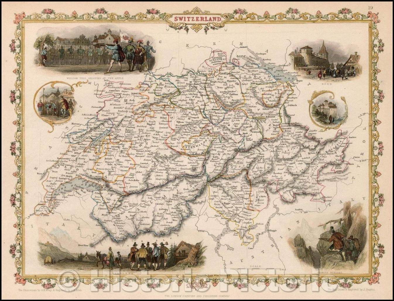 Historic Map - Switzerland, 1851, John Tallis v1 – Historic Pictoric