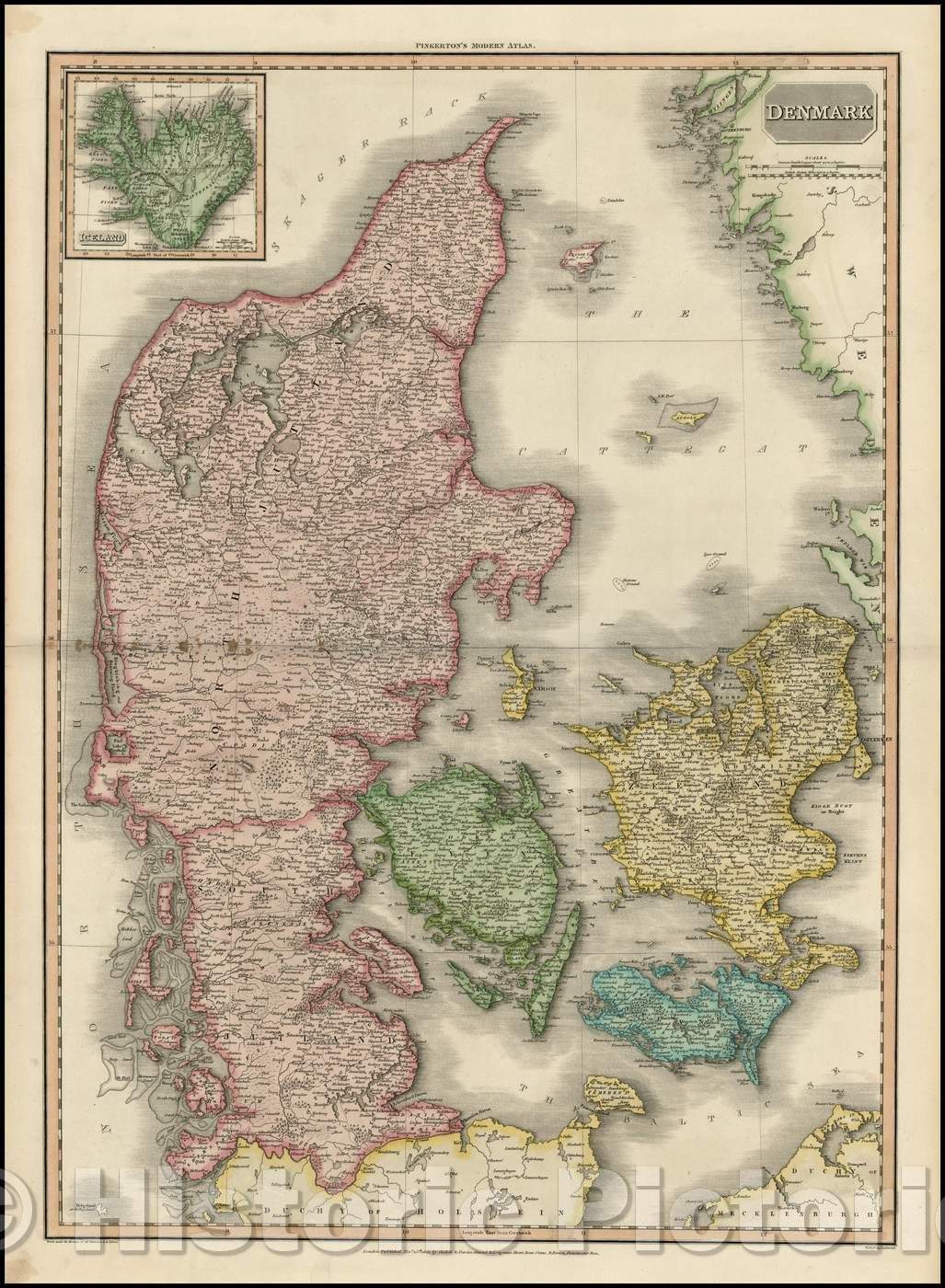 Historic Map - Denmark [inset of Iceland], 1812, John Thomson - Vintag ...