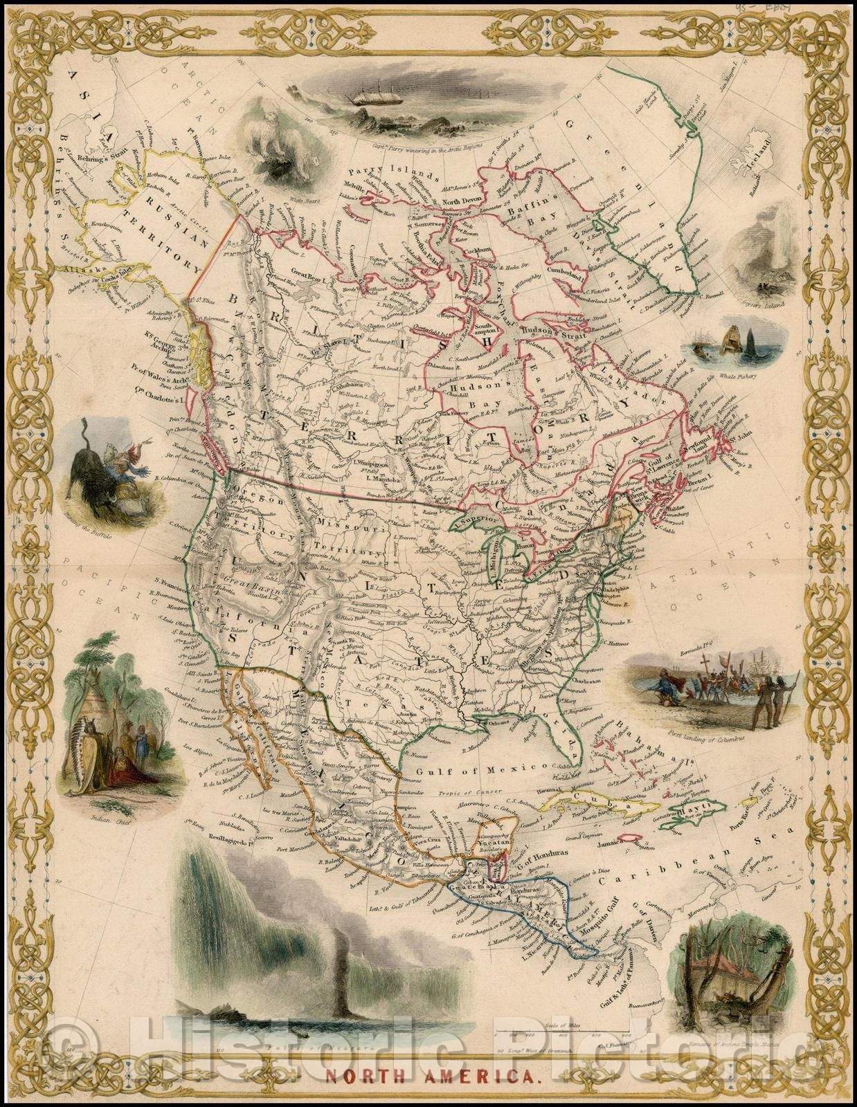 Historic Map - North America [Rare Decorative Edition], 1848, John Rap ...