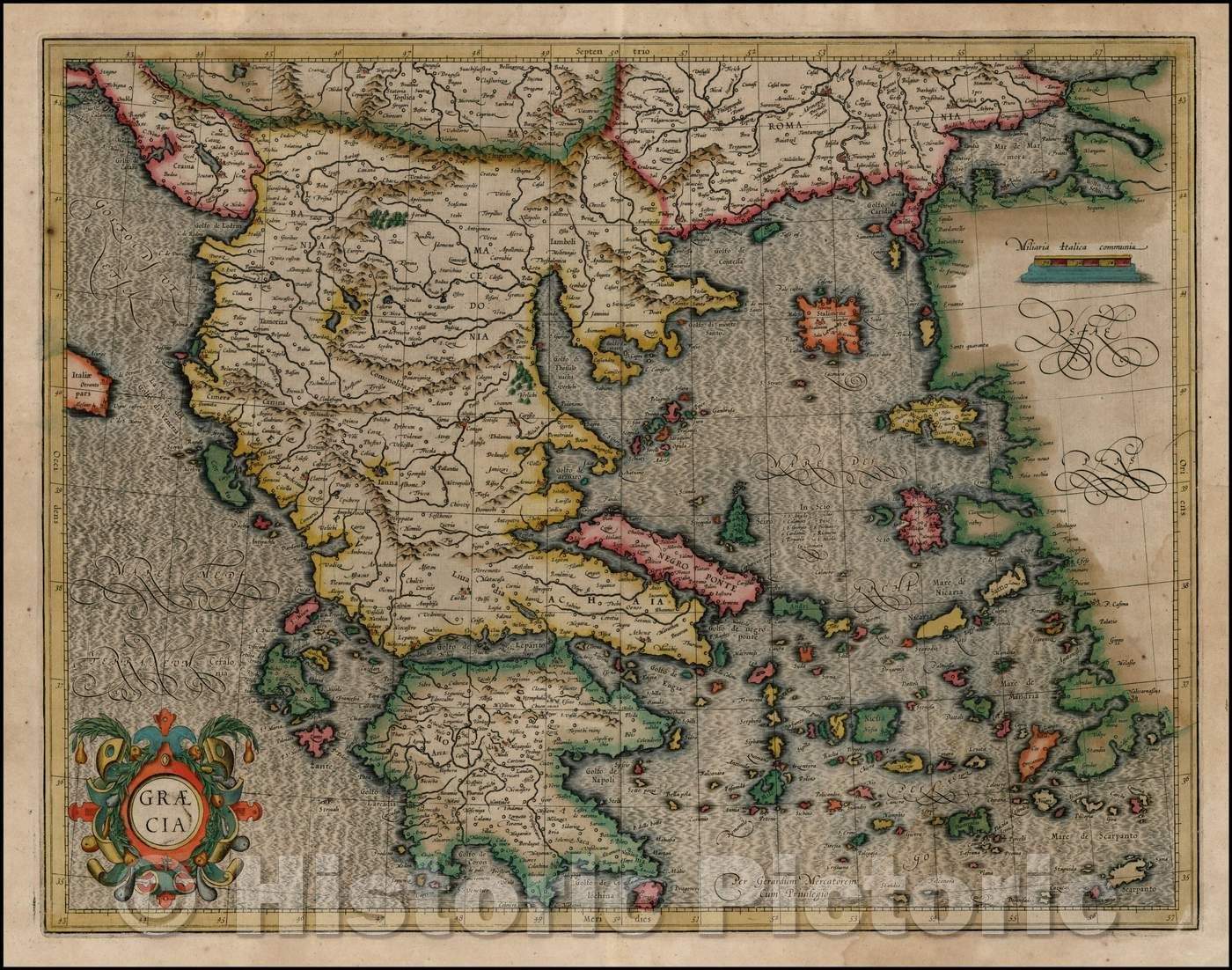 Historic Map - Graecia, 1589, Gerard Mercator - Vintage Wall Art ...