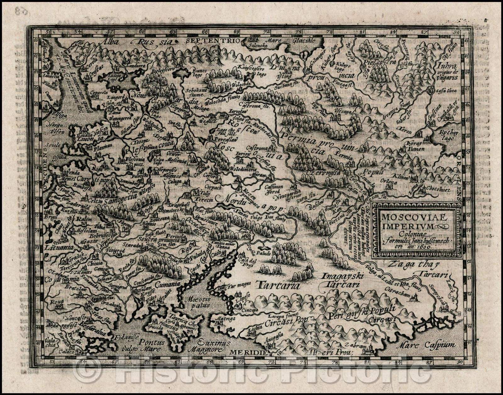 Historic Map - Moscoviae Imperium, 1600, Matthias Quad - Vintage Wall ...