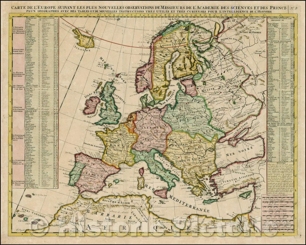 Map of Europe 1720 | Historical Map Print | Historic Pictoric