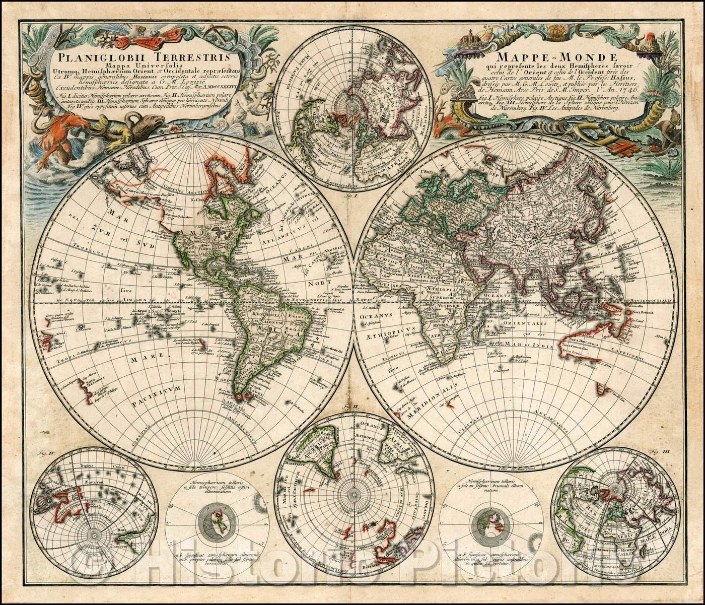 Historic Map - Planiglobii Terrestris Mappa Universalis Utrumqs Hemisp ...