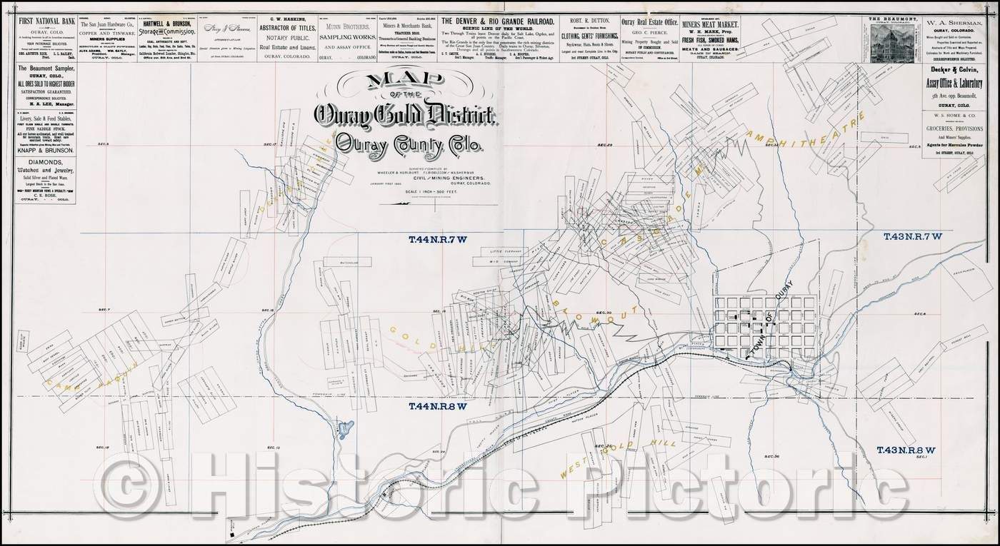 Historic Map - Map of the Ouray Gold District. Ouray County, Colo, 189 ...