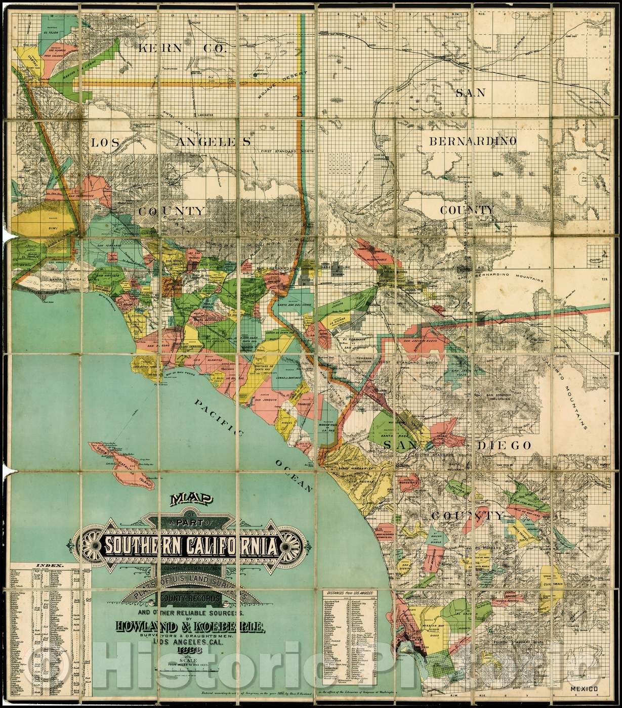 Historic Map - Map of a Part of Southern California, 1886, Schmidt Lab ...