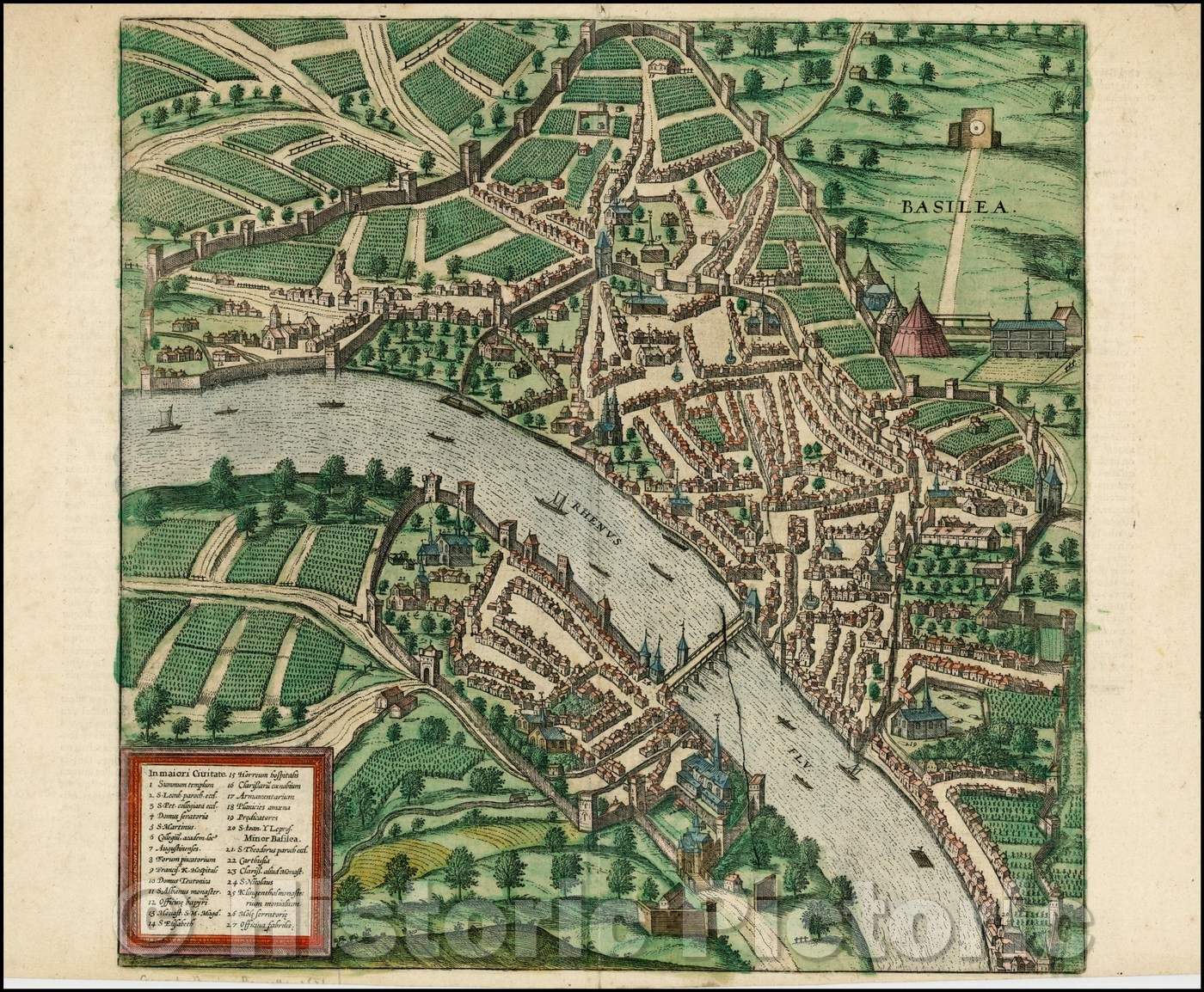 Historic Map - Basilea, 1572, Georg Braun - Vintage Wall Art – Historic ...