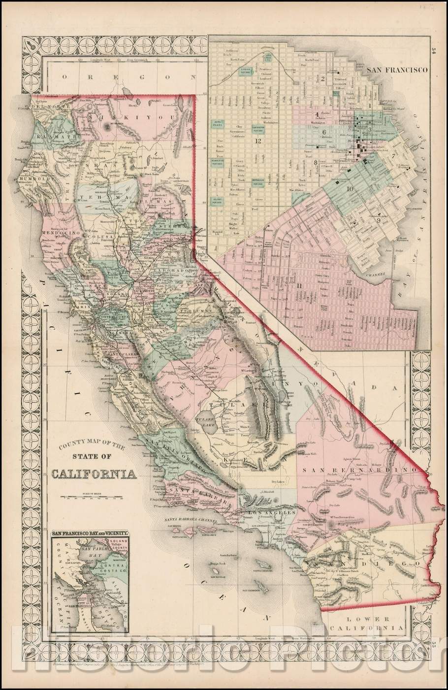 Historic Map - County Map of the State of California (Rare Ziegler & M ...