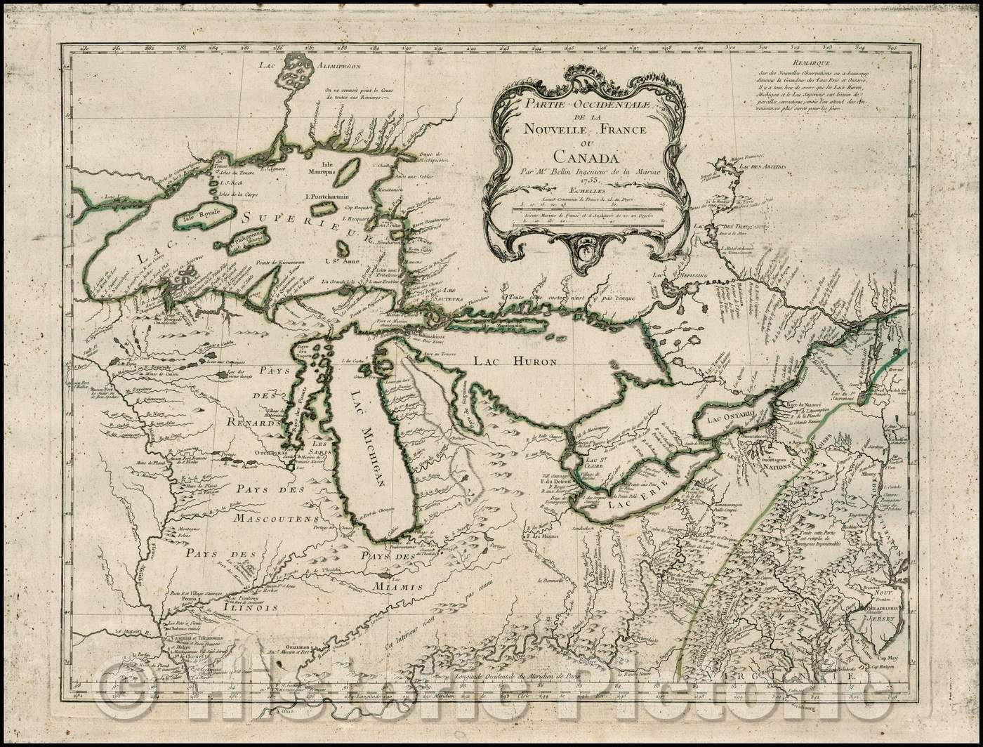 Historic Map - Partie Occidentale De La Nouvelle France ou Canada Par ...