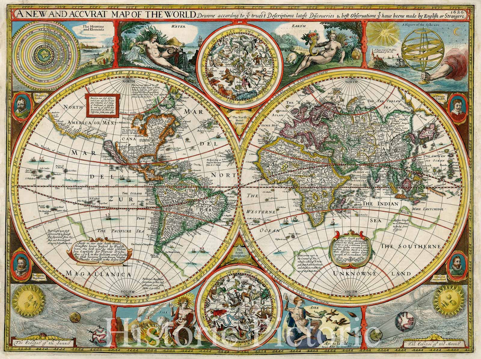 Historic Map - A New and Accurat Map of the World Drawne, 1627, John S ...