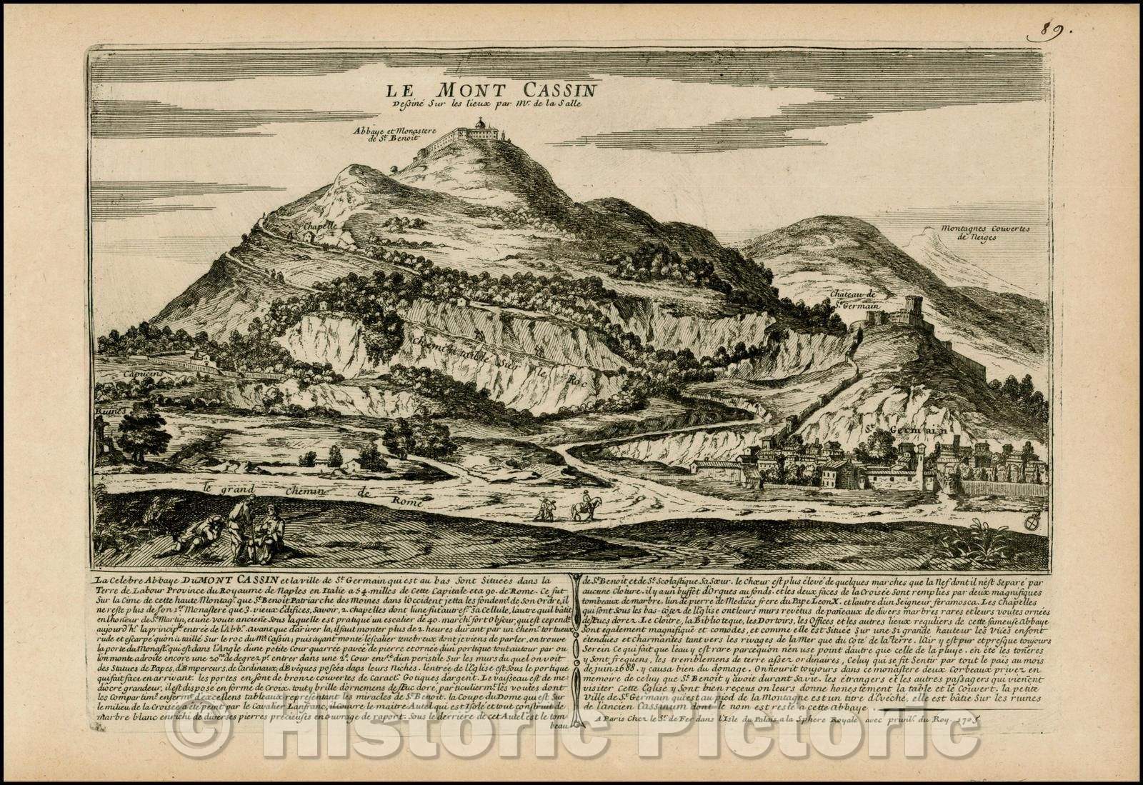 Historic Map - Le Mont Cassin/View of Mount Cassin and surrounding vil ...