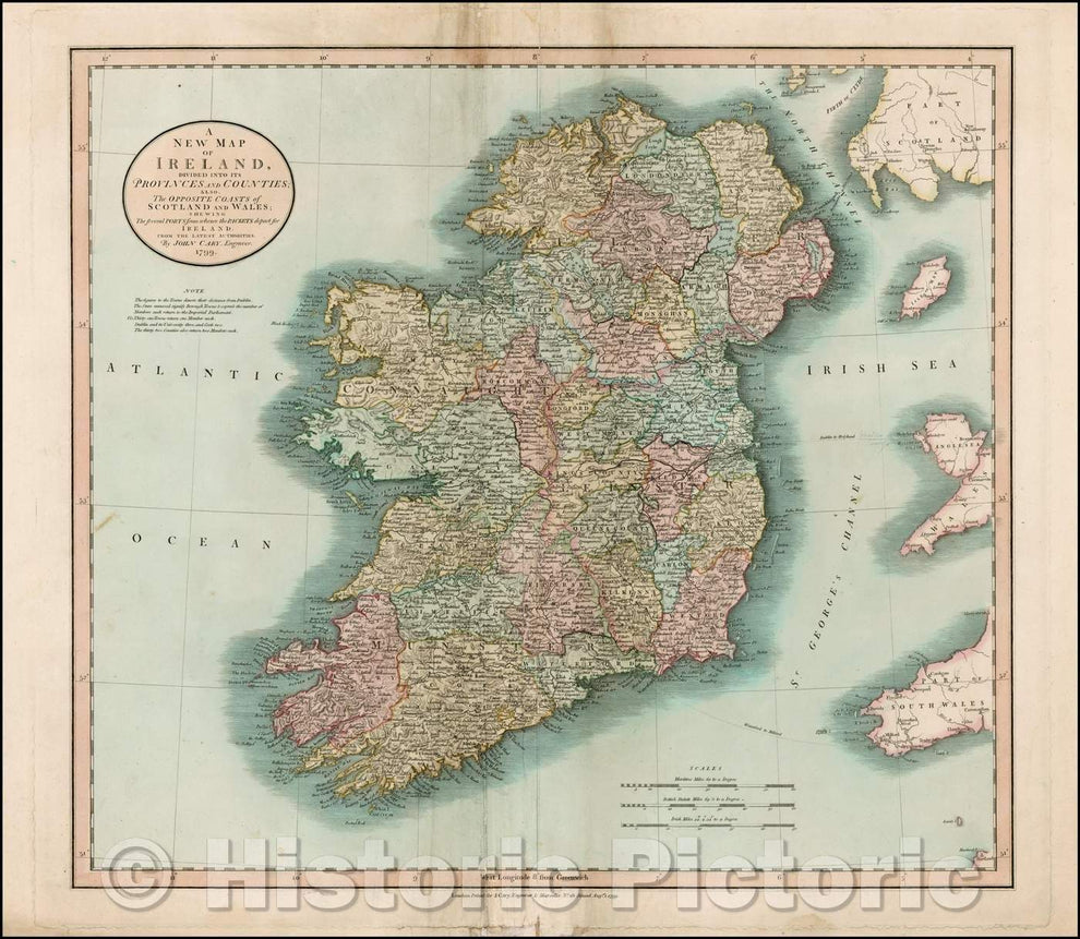 Ireland Provinces Counties 1799 Historical Map Print – Historic Pictoric