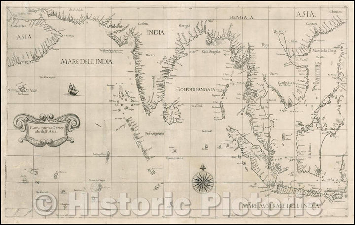 Historic Map - Carta prima Generale dell' Asia/Paper first General of ...