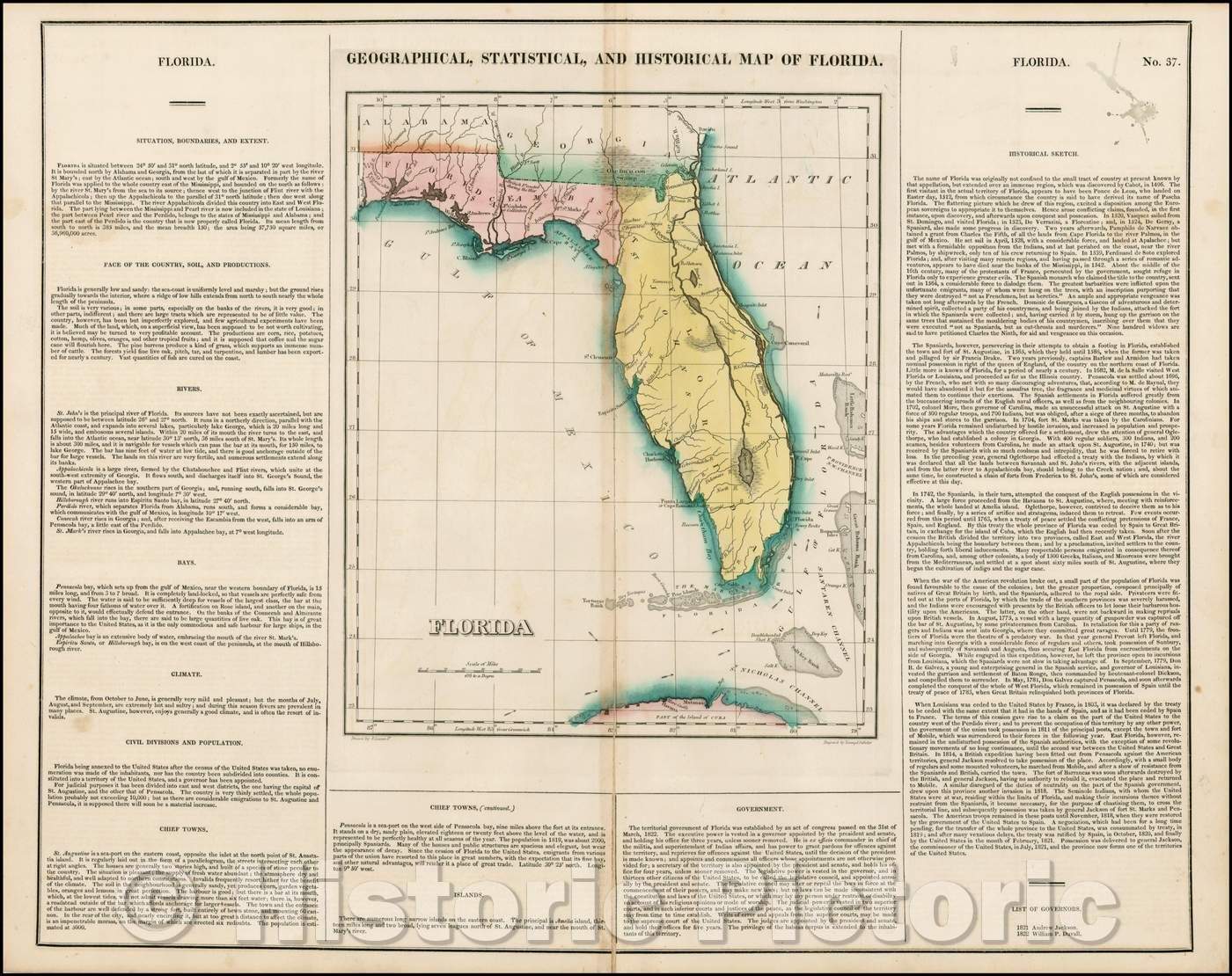 Historic Map - Geographical, Statistical and Historical Map of Florida ...