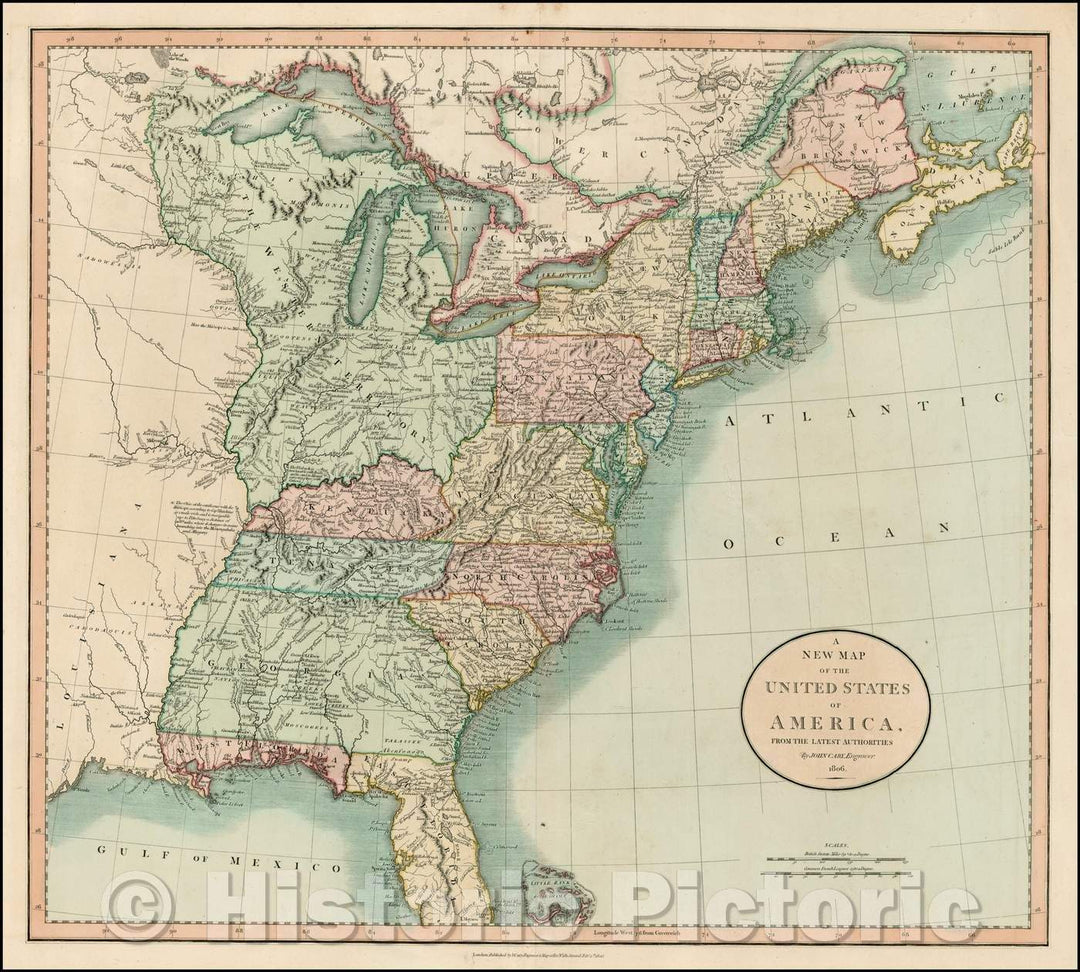 Historic Map - The United States of America From The Latest Authoritie ...