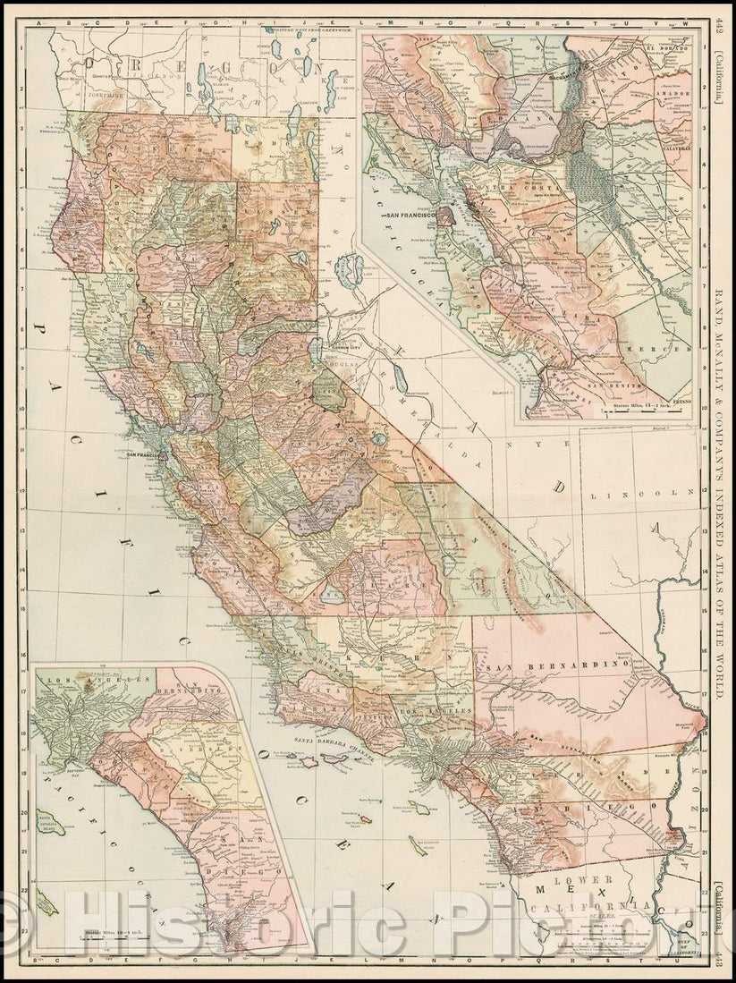 1895 California Map with Regional Insets | Historical Print – Historic ...