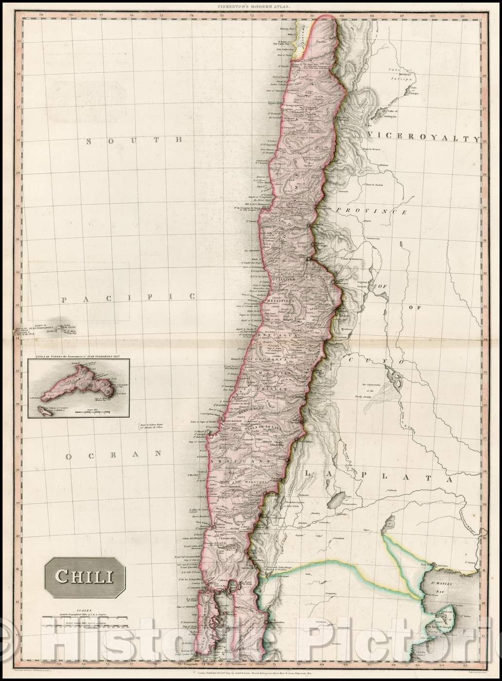 Historic Map - Chili, 1809, John Pinkerton - Vintage Wall Art ...