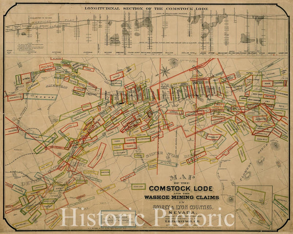 Historic Map - Map of the Comstock Lode and the Washoe Mining Claims i ...