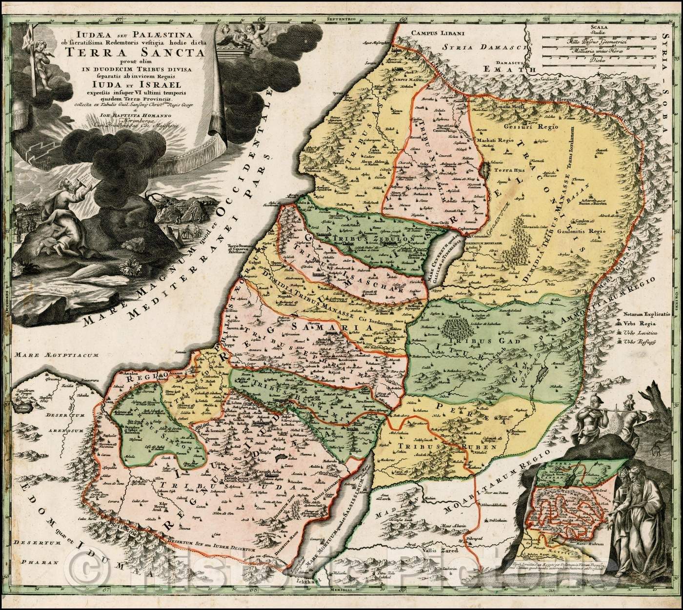 Holy Land Map 1707 - Iudaea Palaestina Historical Print – Historic Pictoric