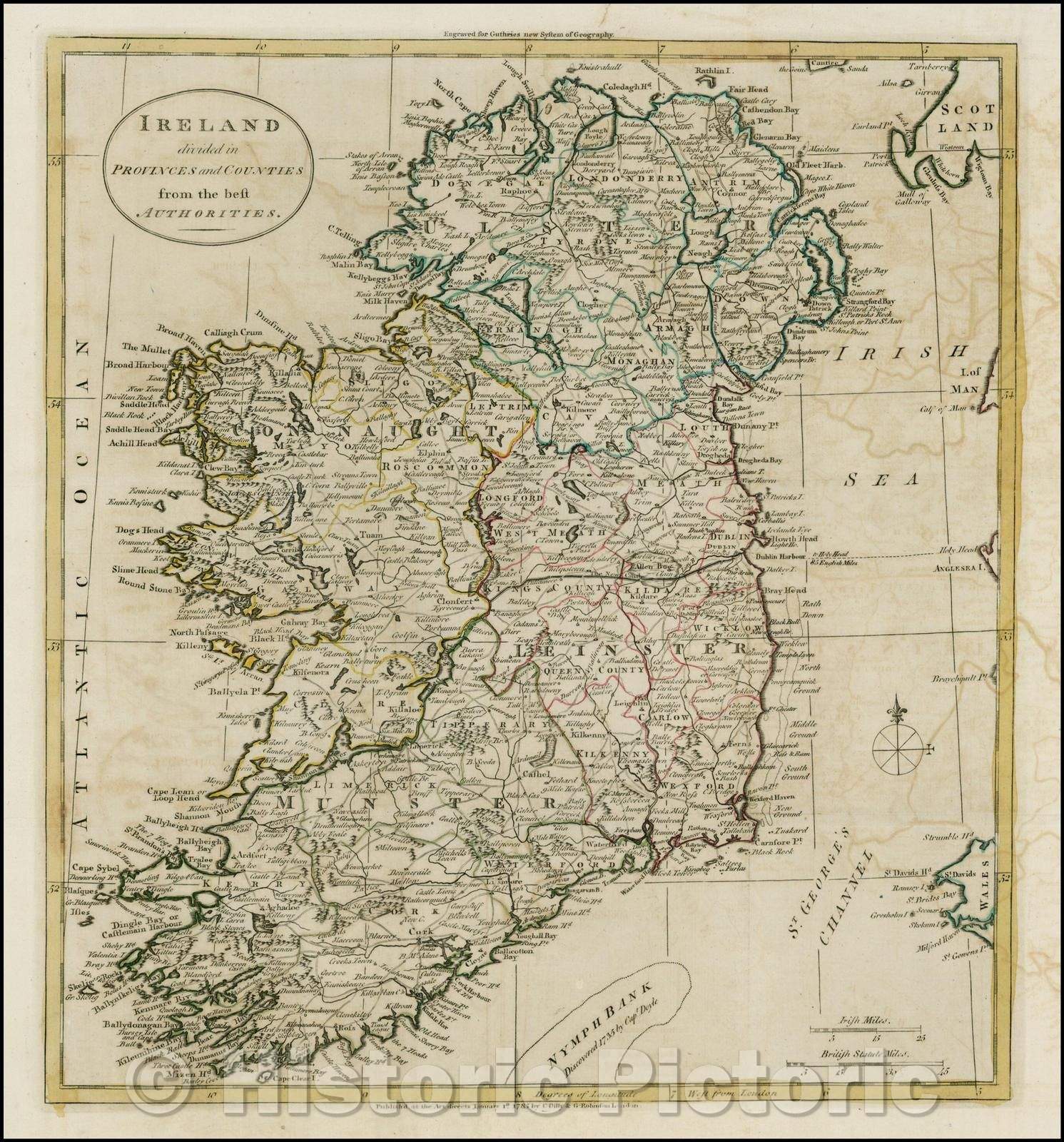 Historic Map - Ireland divided in Provinces and Counties from the best ...