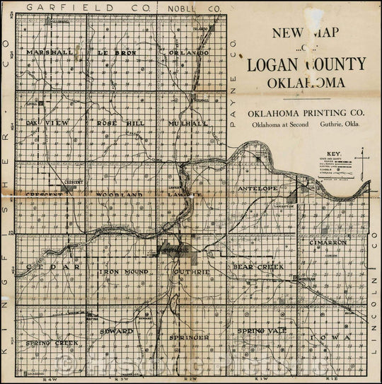 Historic Map - New Map of Logan County Oklahoma, 1920, Oklahoma Printi ...